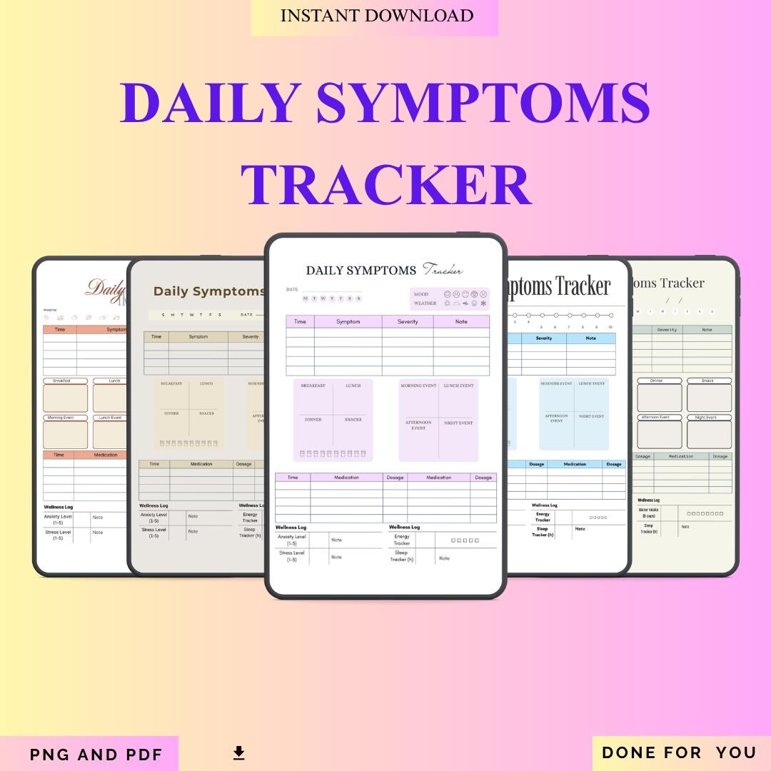 Daily Symptoms Tracker Printable: Health Log for Chronic Illness - PDF ...