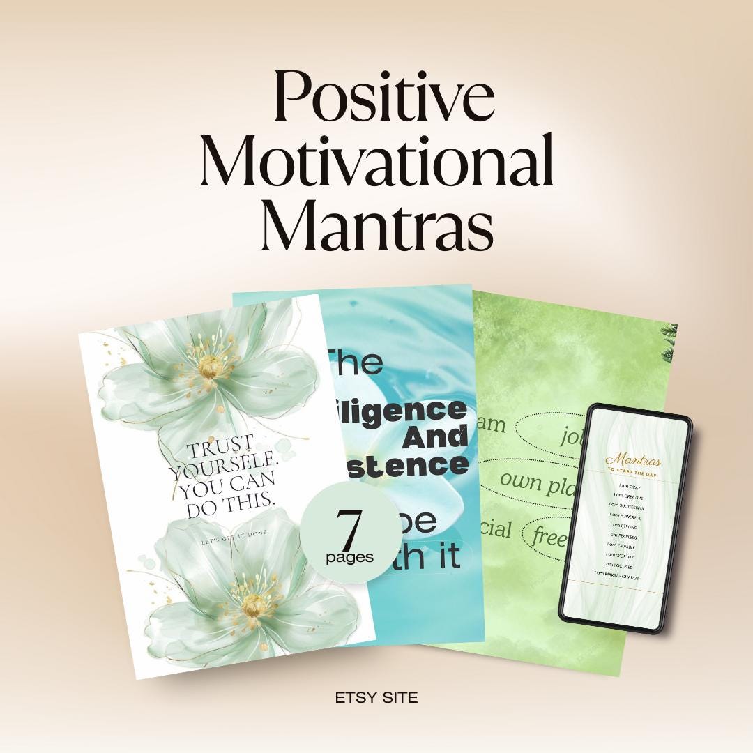 Positive Motivational Mantras Printable, Daily Mantra Wall Art- PDF PNG ...