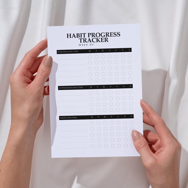 Habit Tracker Printable: Daily Progress Planner (instant Download ...