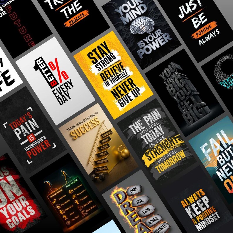 30 Motivational Quotes Posters, Inspirational Wall Art (PDF & PNG ...