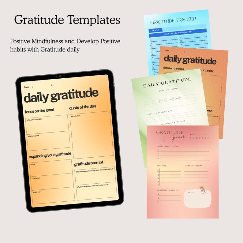 Gratitude Tracker Printable, Daily Thankfulness Journal, Positive ...