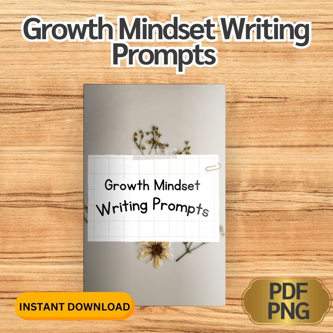 Growth Mindset Writing Prompts Printable, Self Reflection Journal - PDF ...