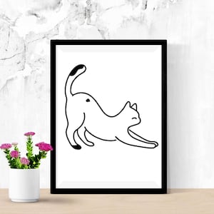 Cute Cat\ Elegant Cat Line Art\ Direct Downloads in Black & White SVG ...