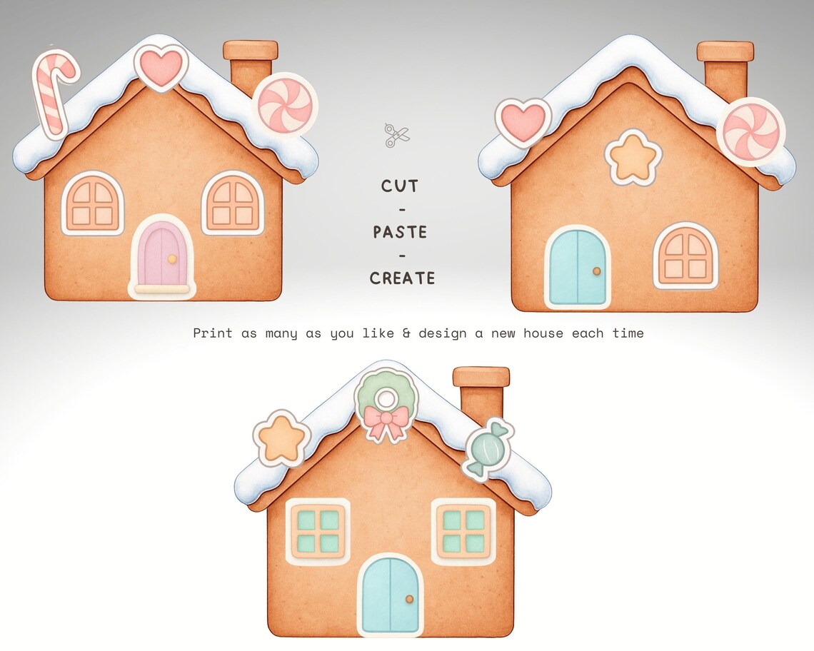 Gingerbread House Craft | Cut & Paste Activity (PDF) - Etsy
