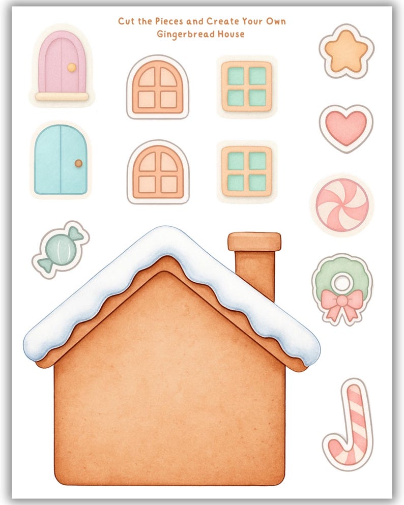 Gingerbread House Craft | Cut & Paste Activity (PDF) - Etsy