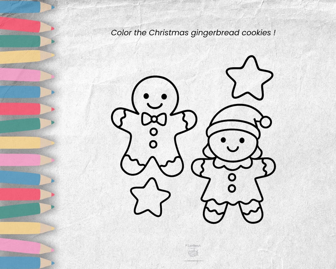Gingerbread Christmas Coloring Page | Kids Holiday Activity (PDF ...