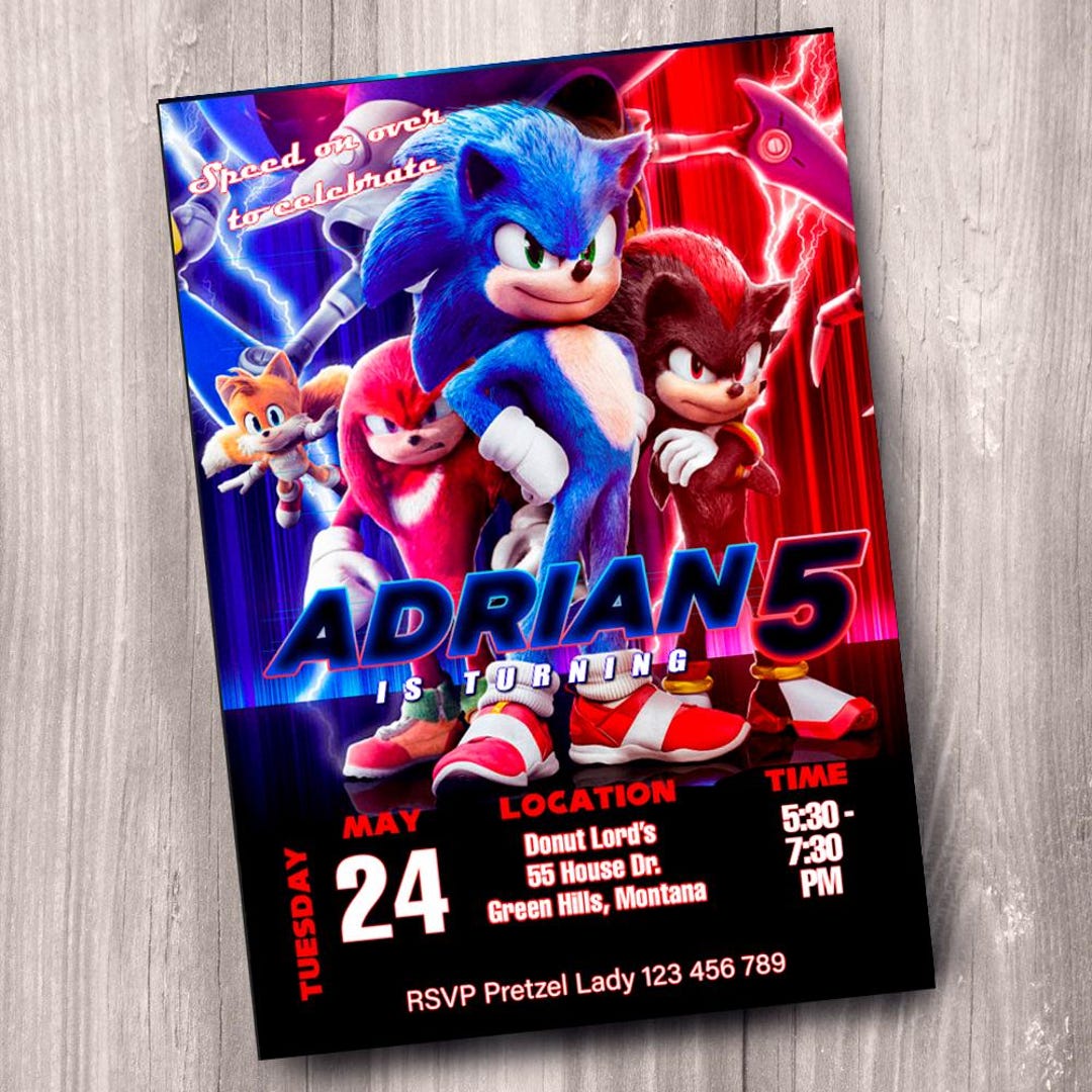 Invitacion de cumpleaños Sonic - Etsy España