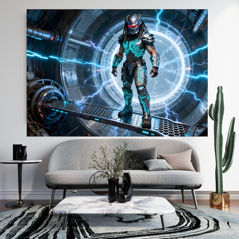 Predator-style Alien Hunter Energy Portal – Futuristic Sci-fi Warrior ...