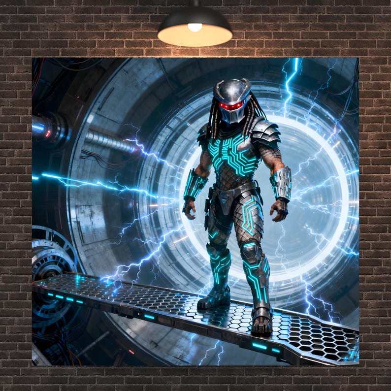 Predator-style Alien Hunter Energy Portal – Futuristic Sci-fi Warrior ...