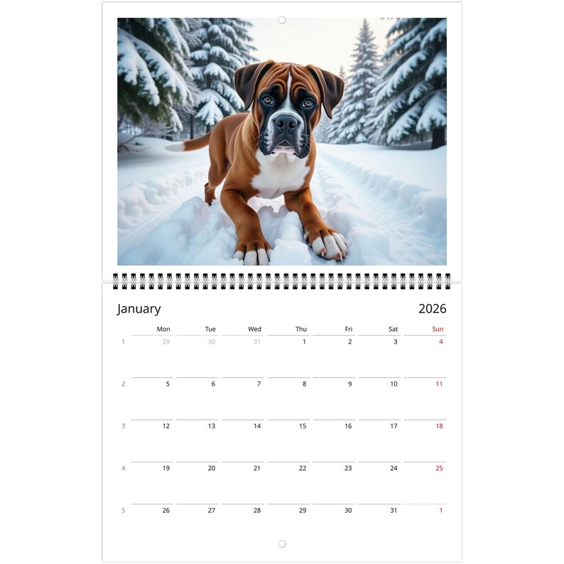 Boxer 2026 Wall Calendar – Dog Lover Gift - 11" X 8.5" - Etsy