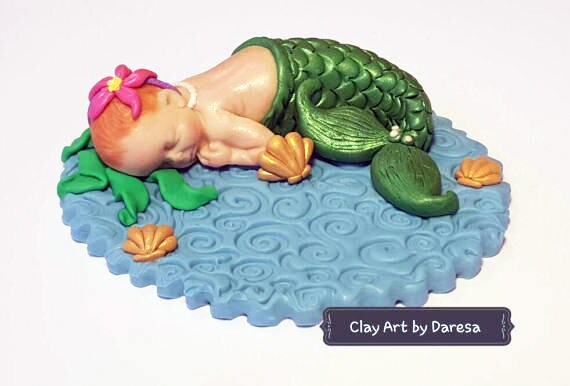 Merbaby Baby Mermaid Nautical Baby Shower Birthday Polymer | Etsy