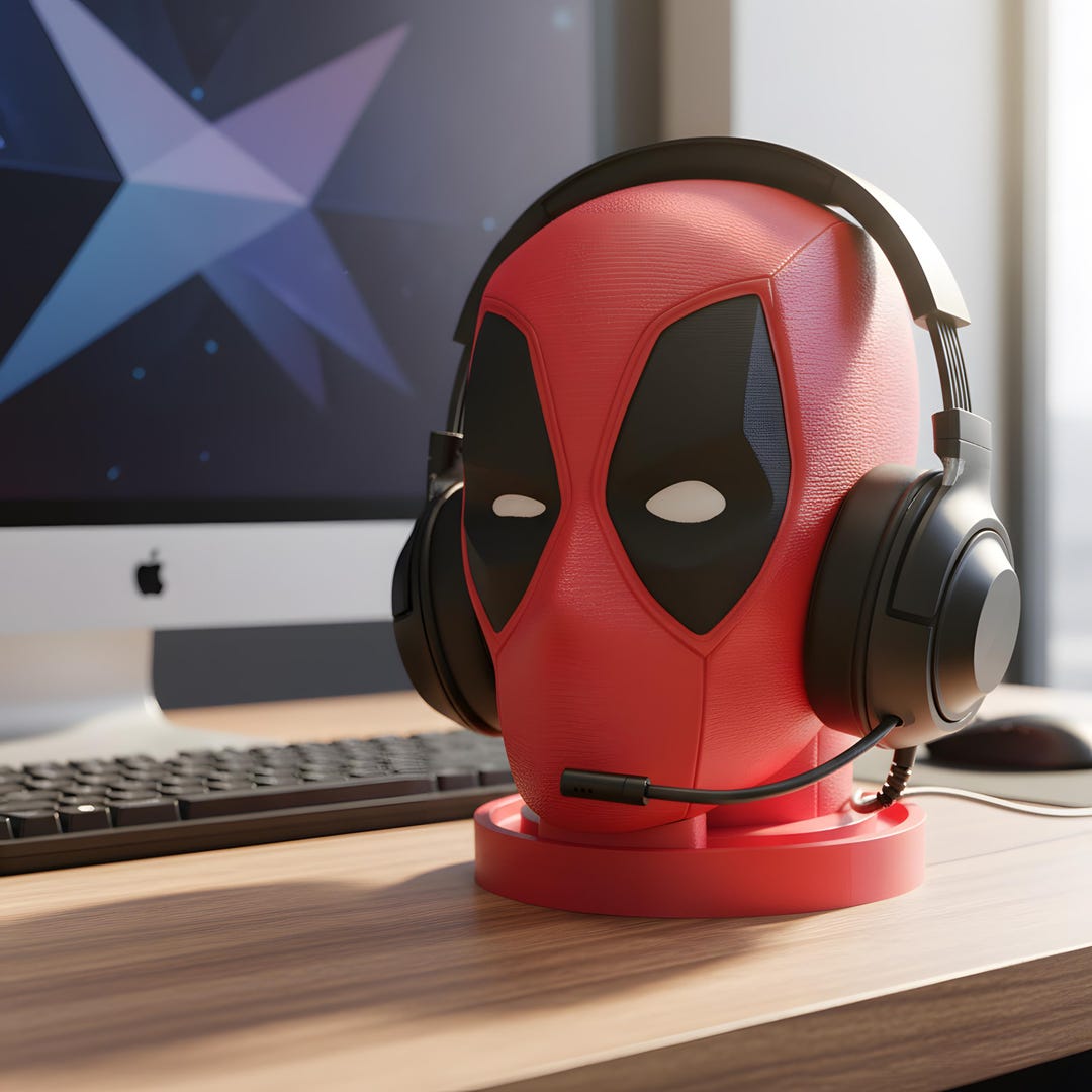 Red Mask Headset Stand | Comic-style Headphone Holder | Gamer Desk ...