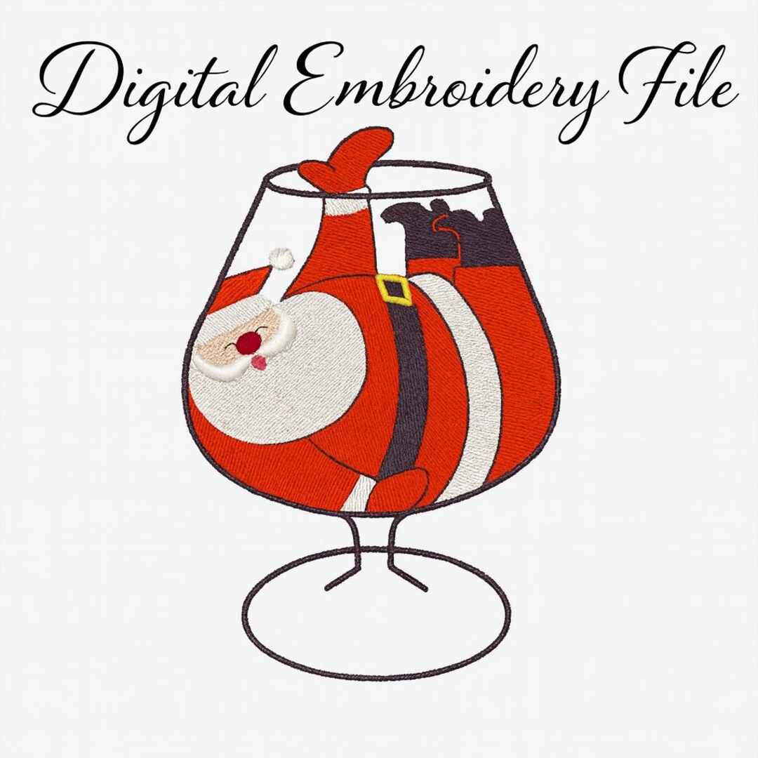 Santa in Brandy Glass Embroidery Design, 8 Sizes - Etsy