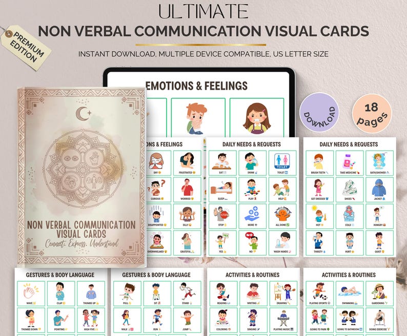 Non Verbal Communication Visual Cards, Autism Resource, Language ...