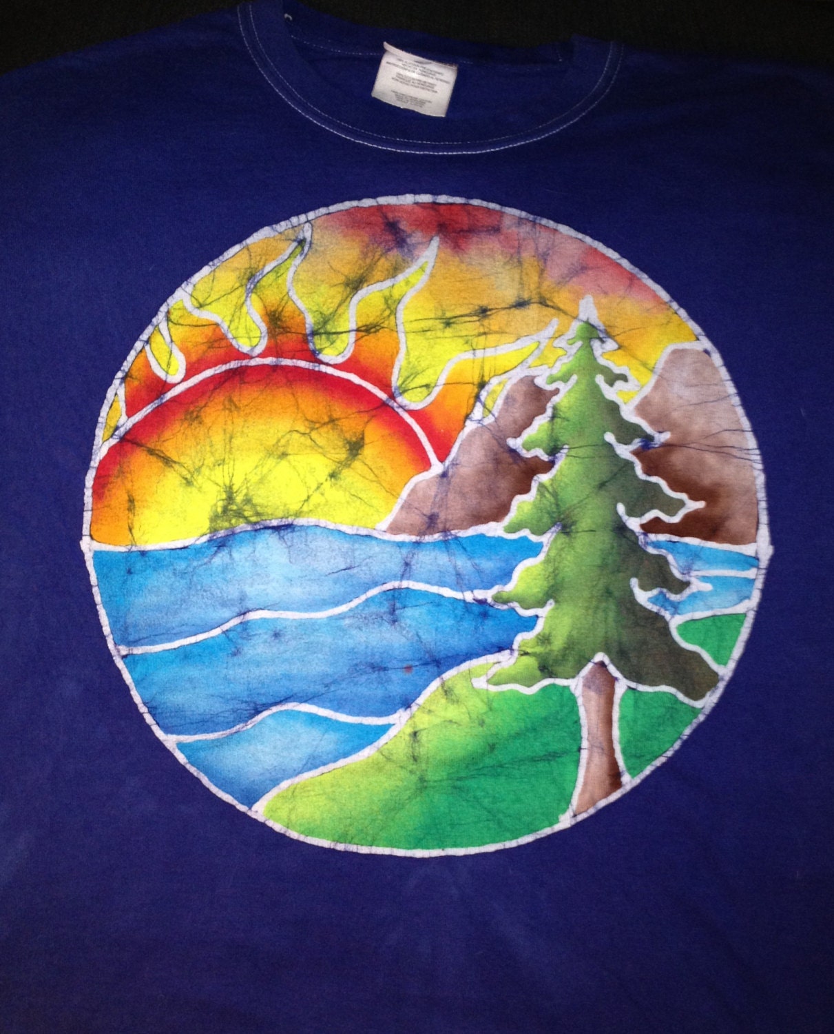 Landscape/ Sun River and Pine Tree - Etsy