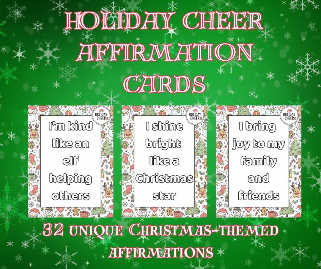 Holiday Cheer Kids Affirmation Cards – Christmas Printable Positive ...