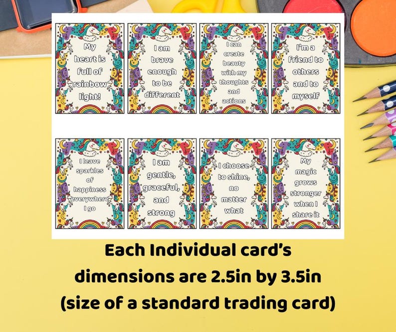 Unicorn Affirmation Cards for Kids | Printable Positive Quotes for ...