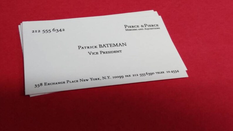 American Psycho - Patrick Bateman Business Card Replicas / Movie Prop ...