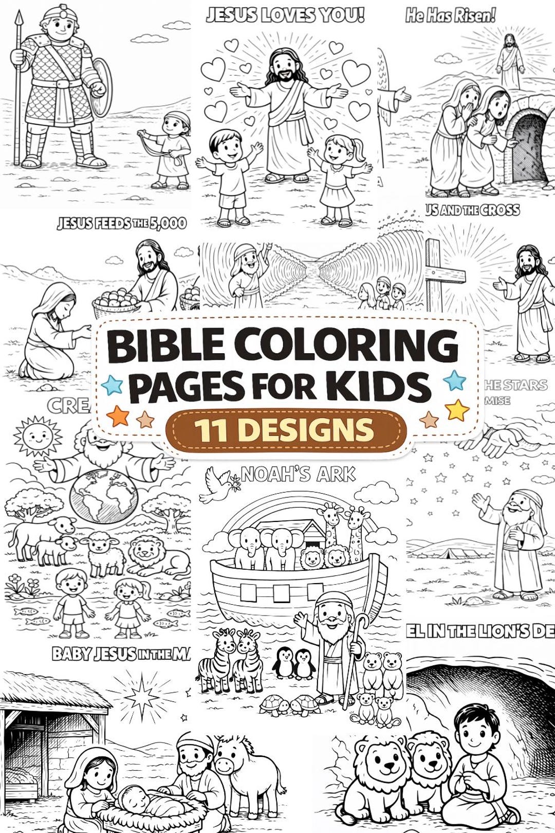 Christian Coloring Book: Bible Stories Activity Pack (digital Download ...