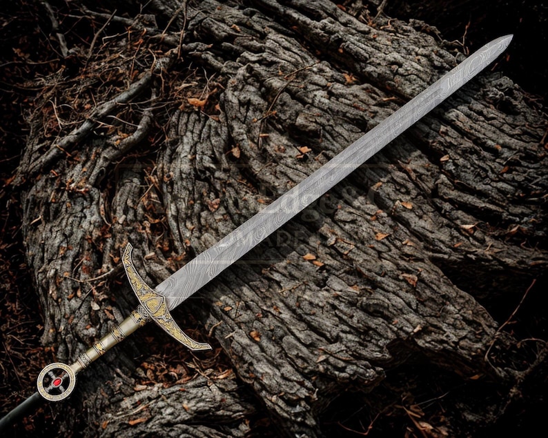 Handmade Damascus Steel Knight Sword Replica, Medieval Decor With ...