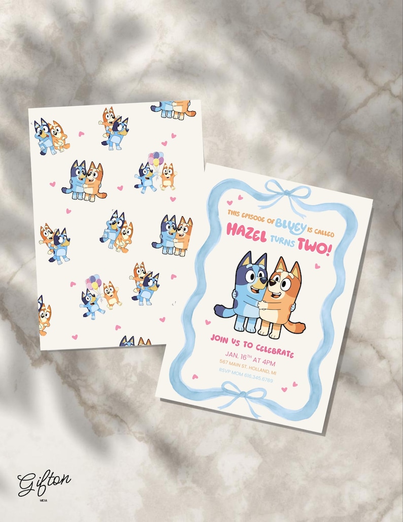 Bluey Birthday Invitation Template – Girl Turns Two – Editable Canva ...