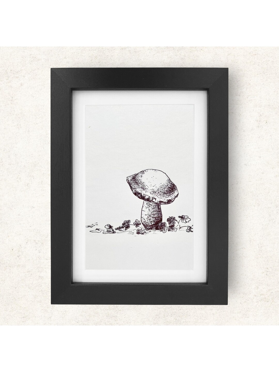 Original Mushroom Ink Drawing – 4x6 Forest Floor Art (framed Options ...