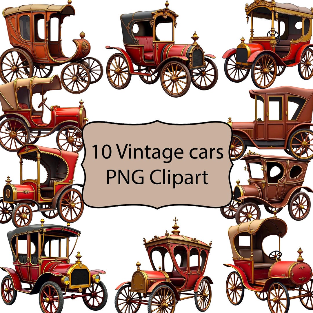 Vintage Cars, Transparent PNG Clipart - Etsy