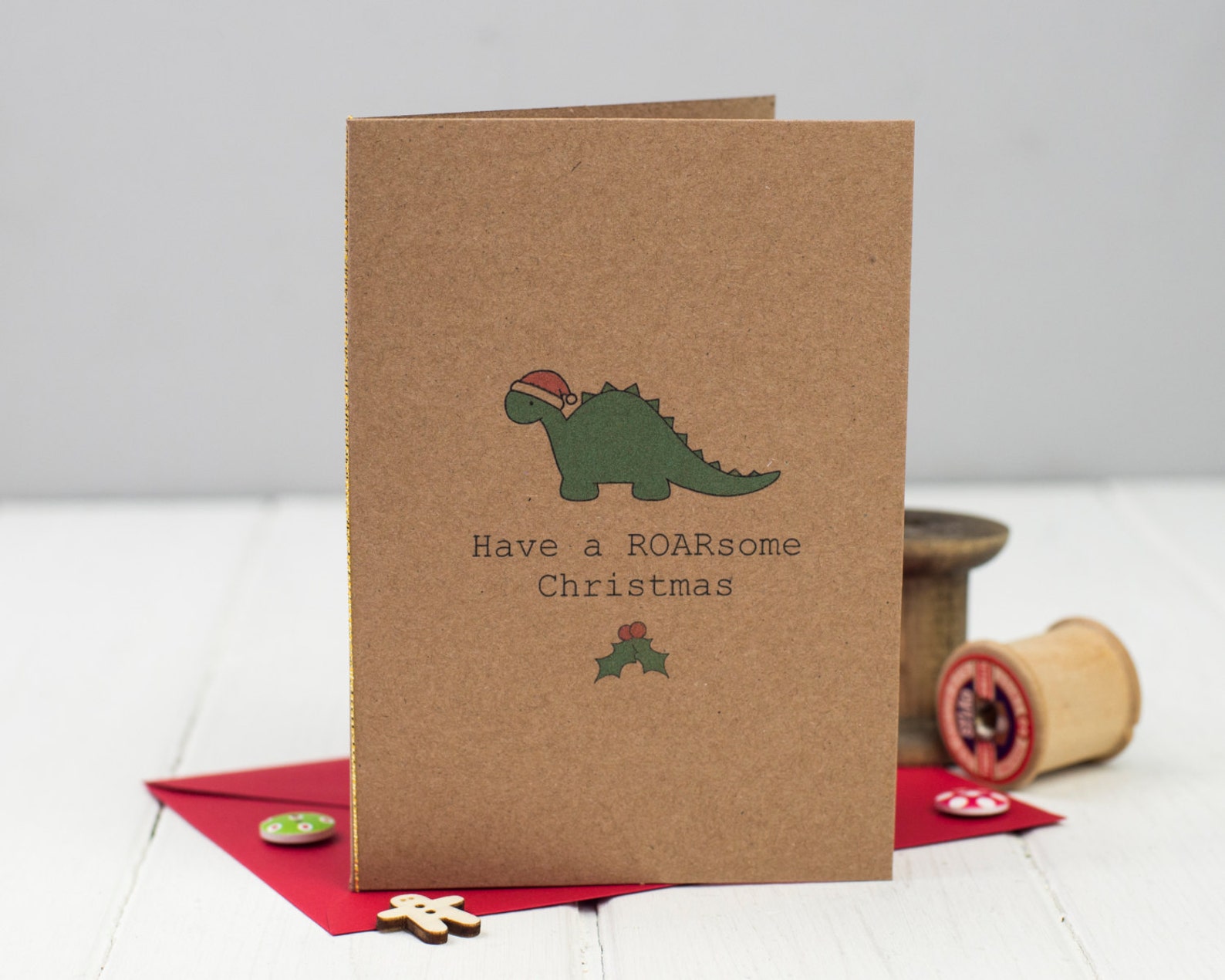 Dinosaur Christmas Card - Etsy