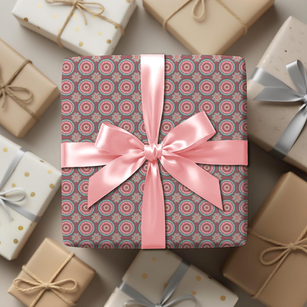 Pink Floral Dots Wrapping Paper - Etsy