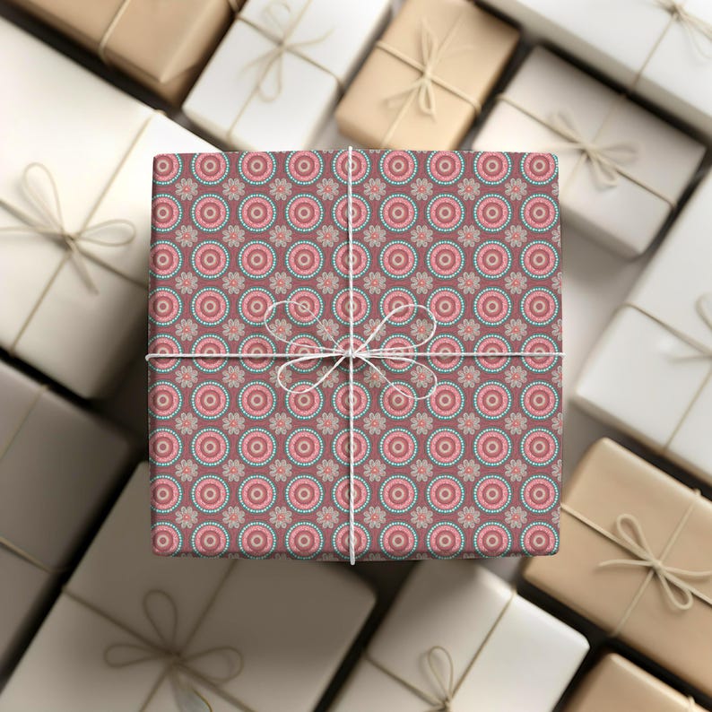 Pink Floral Dots Wrapping Paper - Etsy