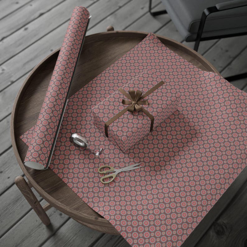 Pink Floral Dots Wrapping Paper - Etsy