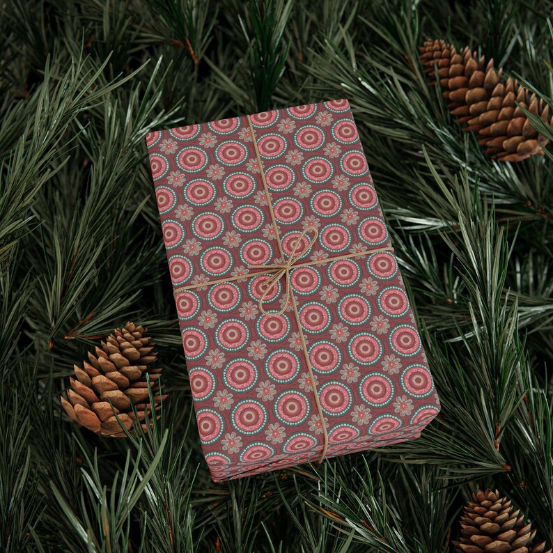 Pink Floral Dots Wrapping Paper - Etsy