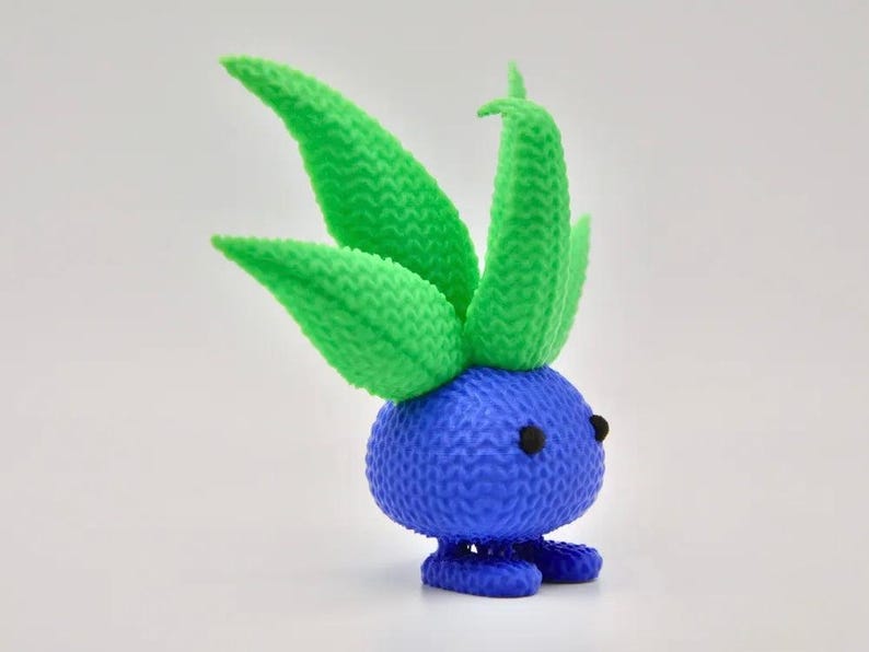 Knitted Sproutling Buddy | 3D Printed Plant Creature Figurine | Blue ...