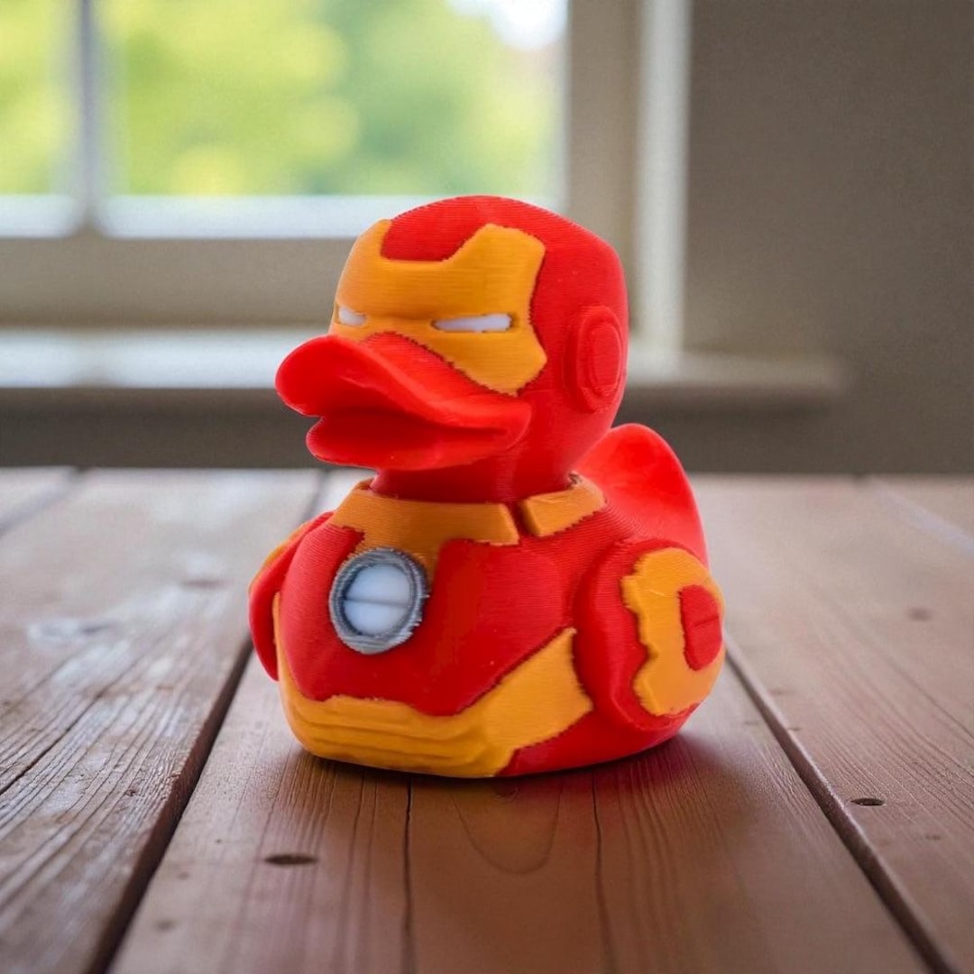 Armored Tech Duck – Red & Gold 3D Printed Hero Duck Figurine - Iron ...