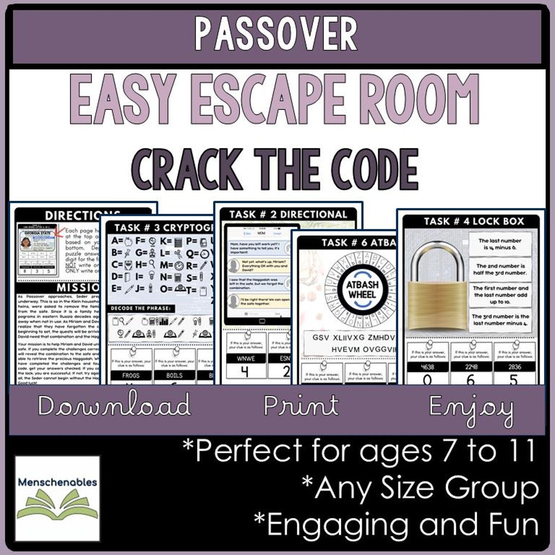 Passover - Easy Escape Room - Crack the Code - for Children Ages 7-11 ...