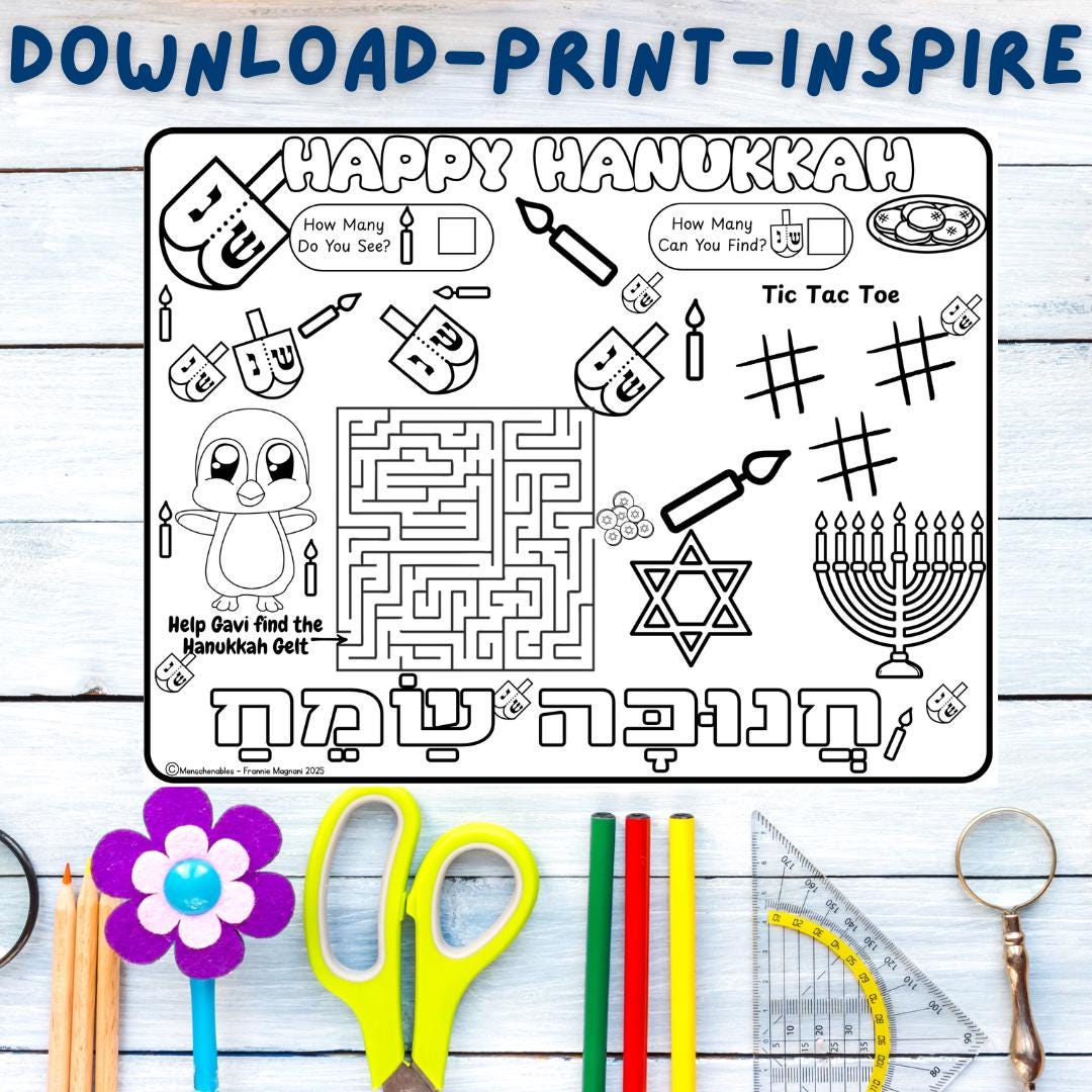 Hanukkah Activity Mat - Etsy