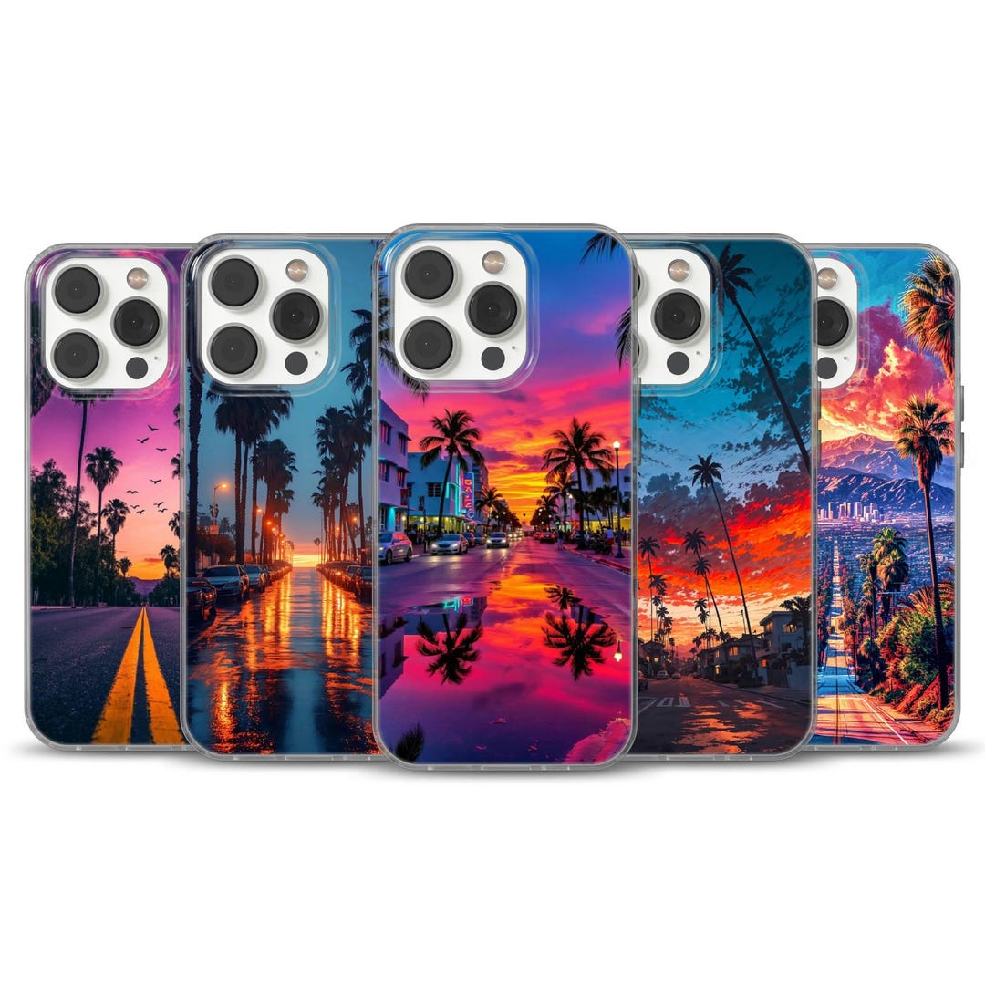 Illustrated Sunset Case – Sunset Landscape Phone Case – Iphone/samsung ...