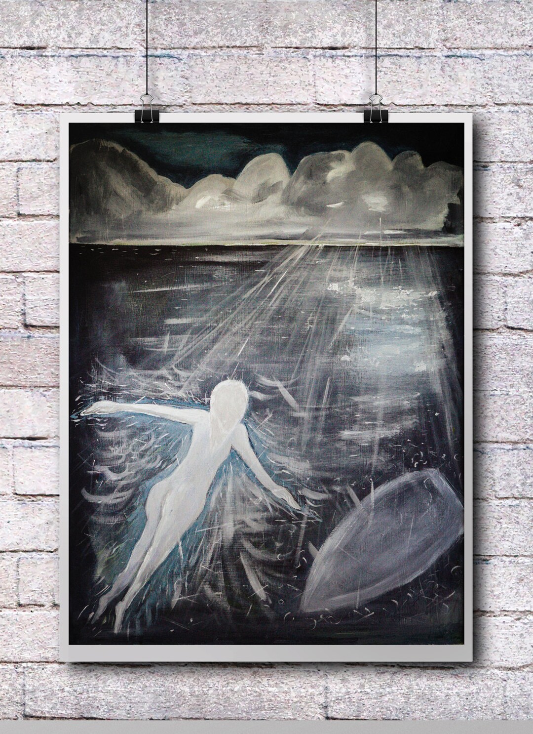 Phosphorescence Original Art Print, Sea, Ocean, Woman, Love, Romantic ...