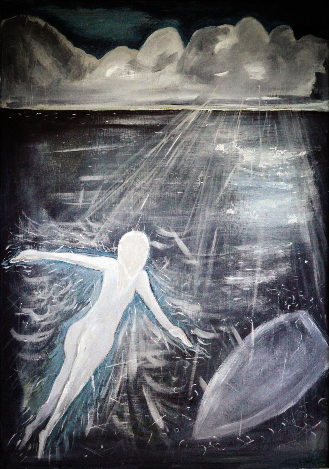 Phosphorescence Original Art Print, Sea, Ocean, Woman, Love, Romantic ...