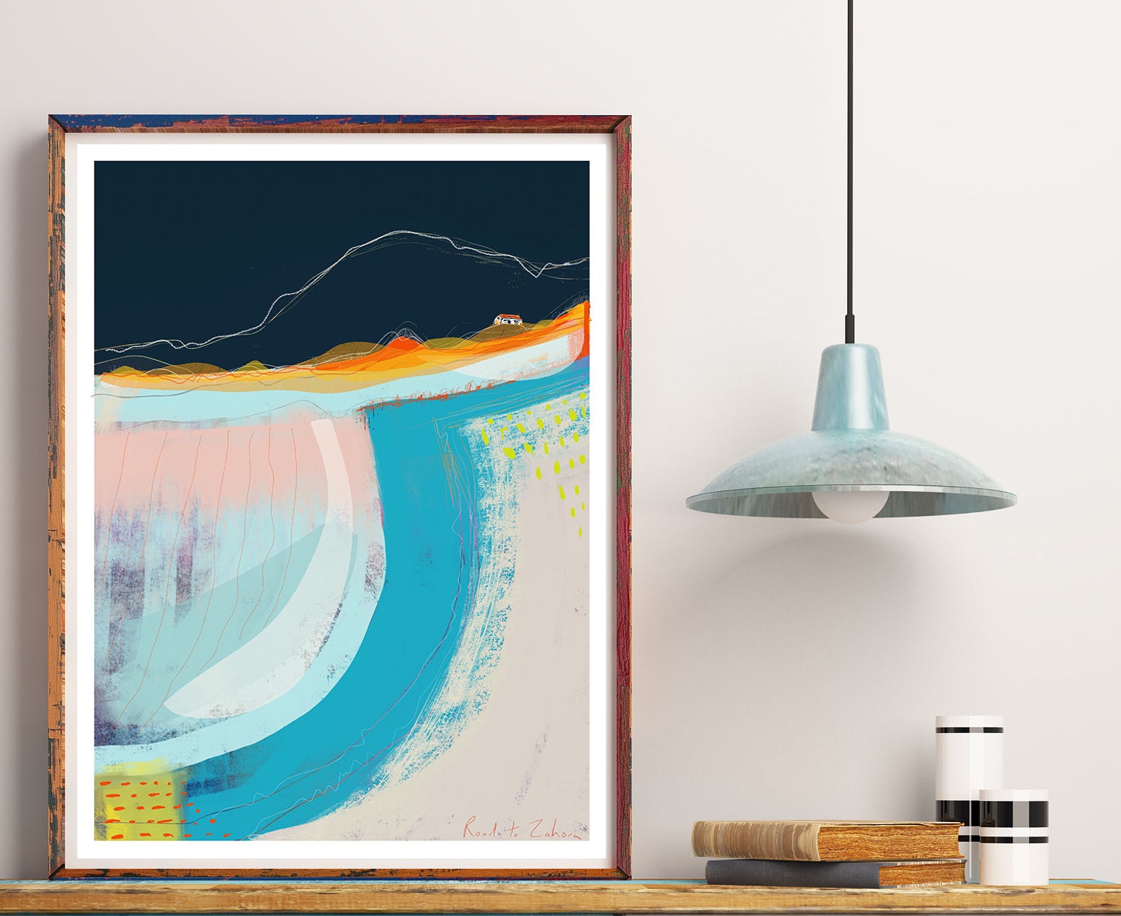 Modern Landscape Print, Wall Art, Colourful Print, Gift, Housewarming ...
