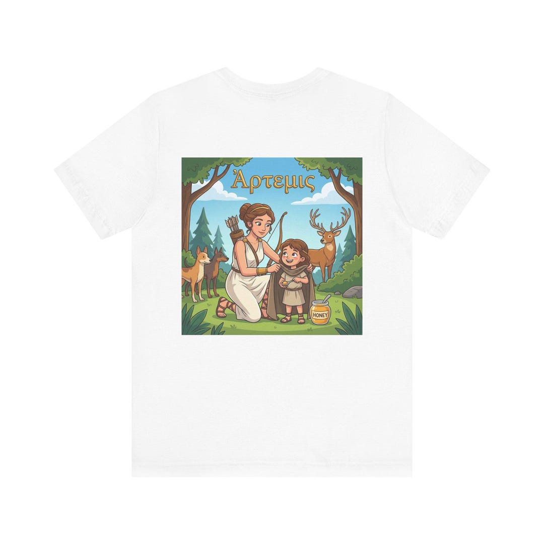 Artemis Greek Mythology Scene Tee | Artemis Mom and Child Illustration ...
