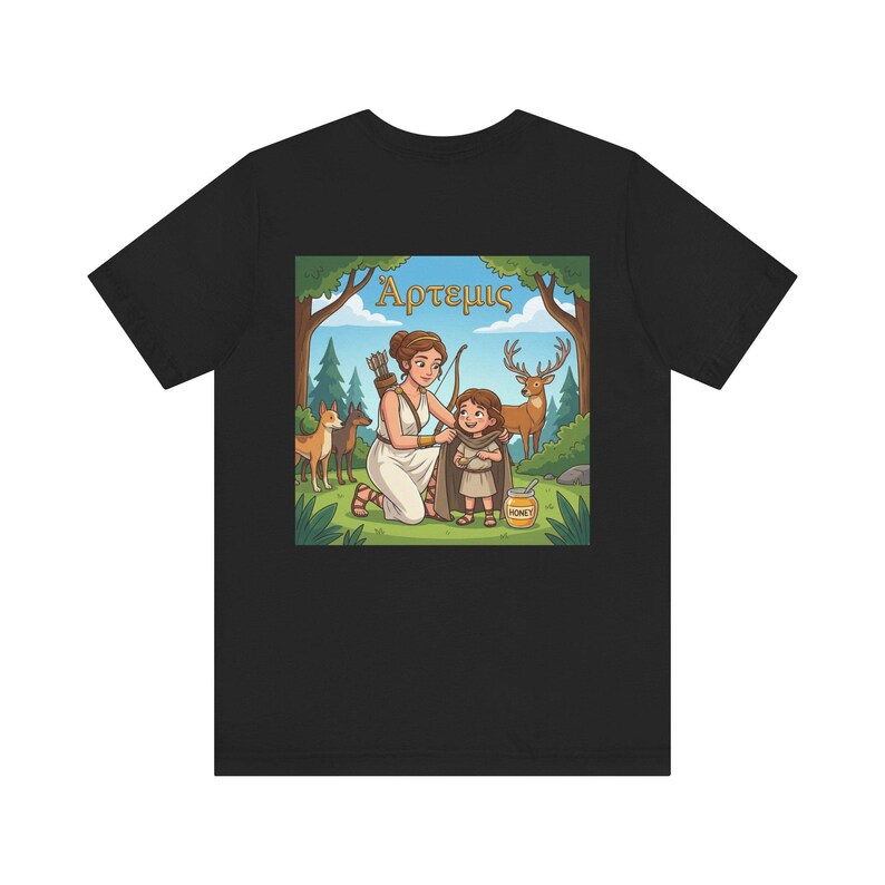Artemis Greek Mythology Scene Tee | Artemis Mom and Child Illustration ...