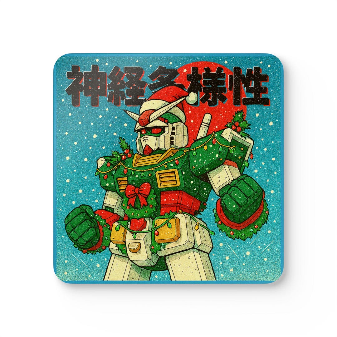 Christmas Holiday Mecha Robot Coaster Set - Festive Gundam-inspired ...