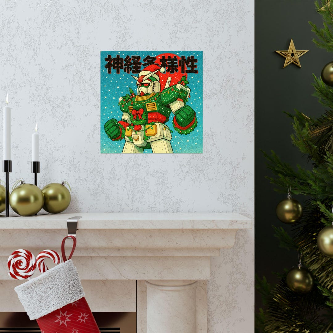 Christmas Mech Robot Poster | Matte Vertical Poster - Japanese Word for ...
