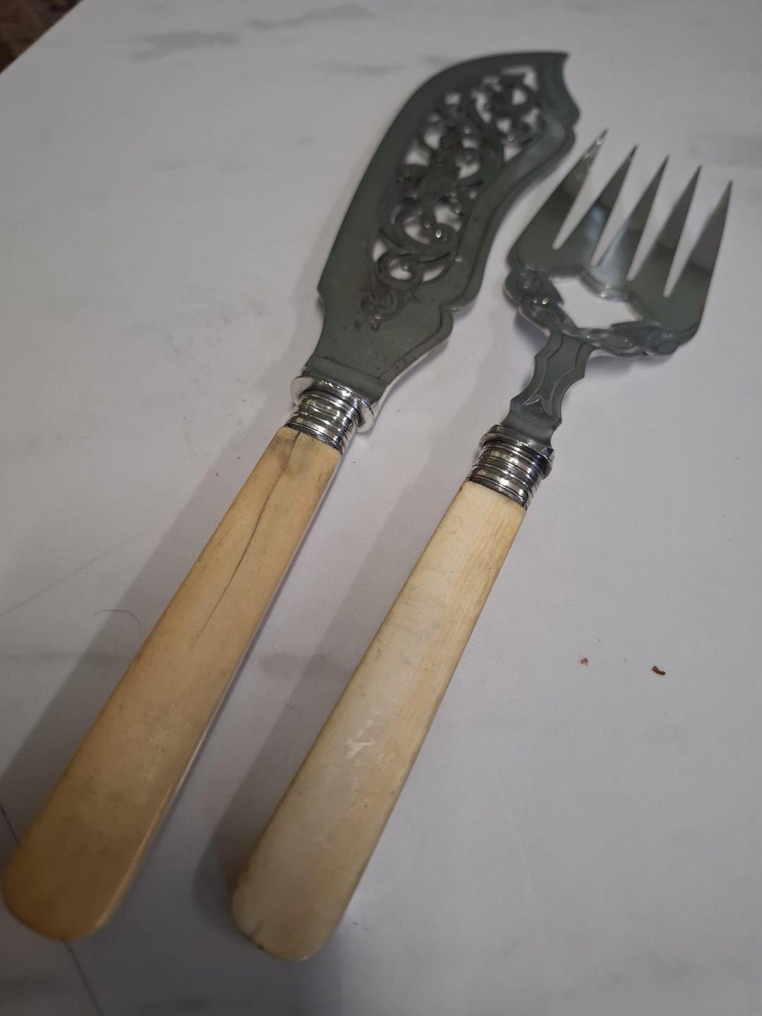 Antique Fret Work Silver Plate Fish Serving Set - Etsy