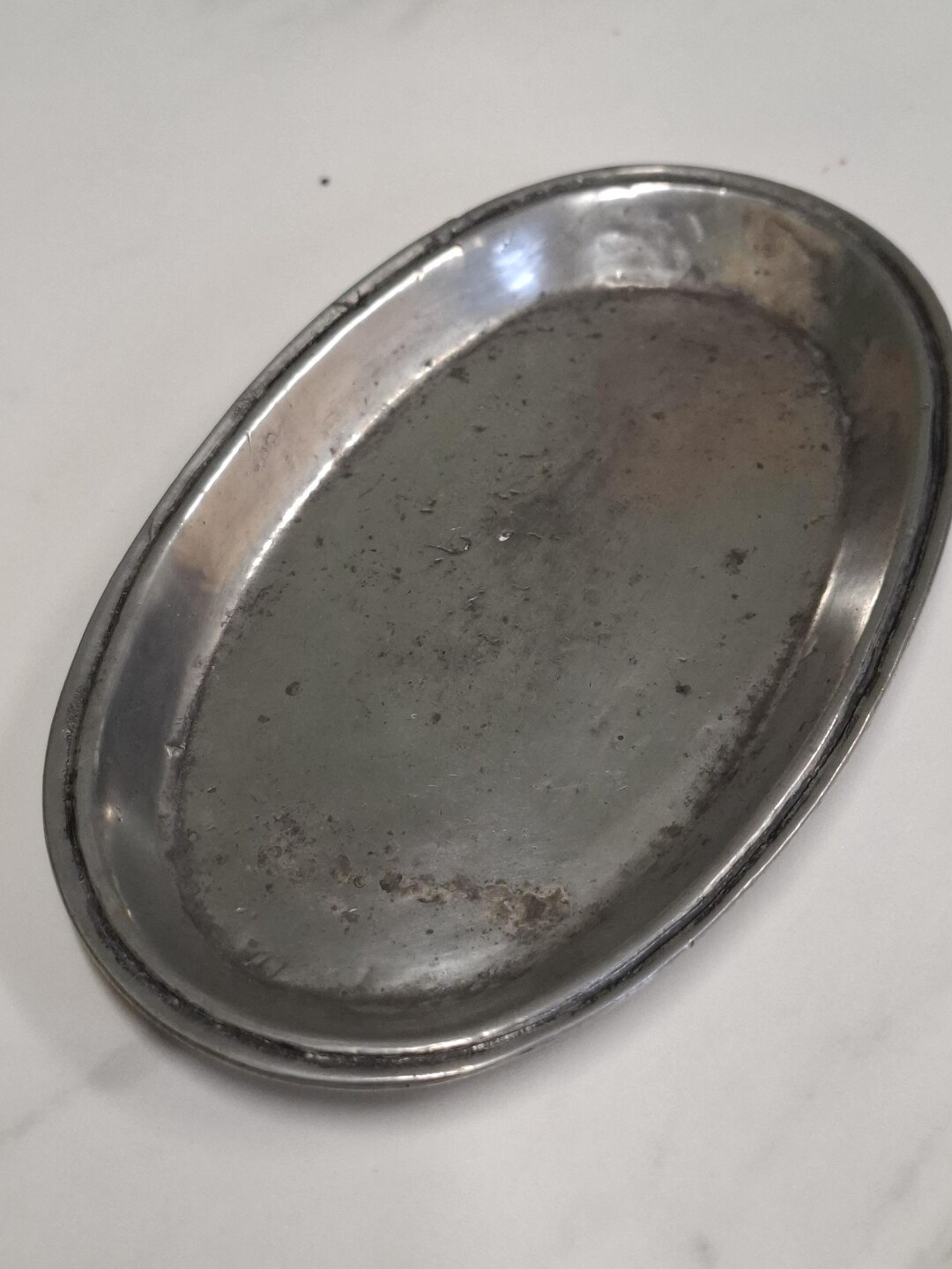 Antique Simple Spanish Pewter Oval Tray - Etsy