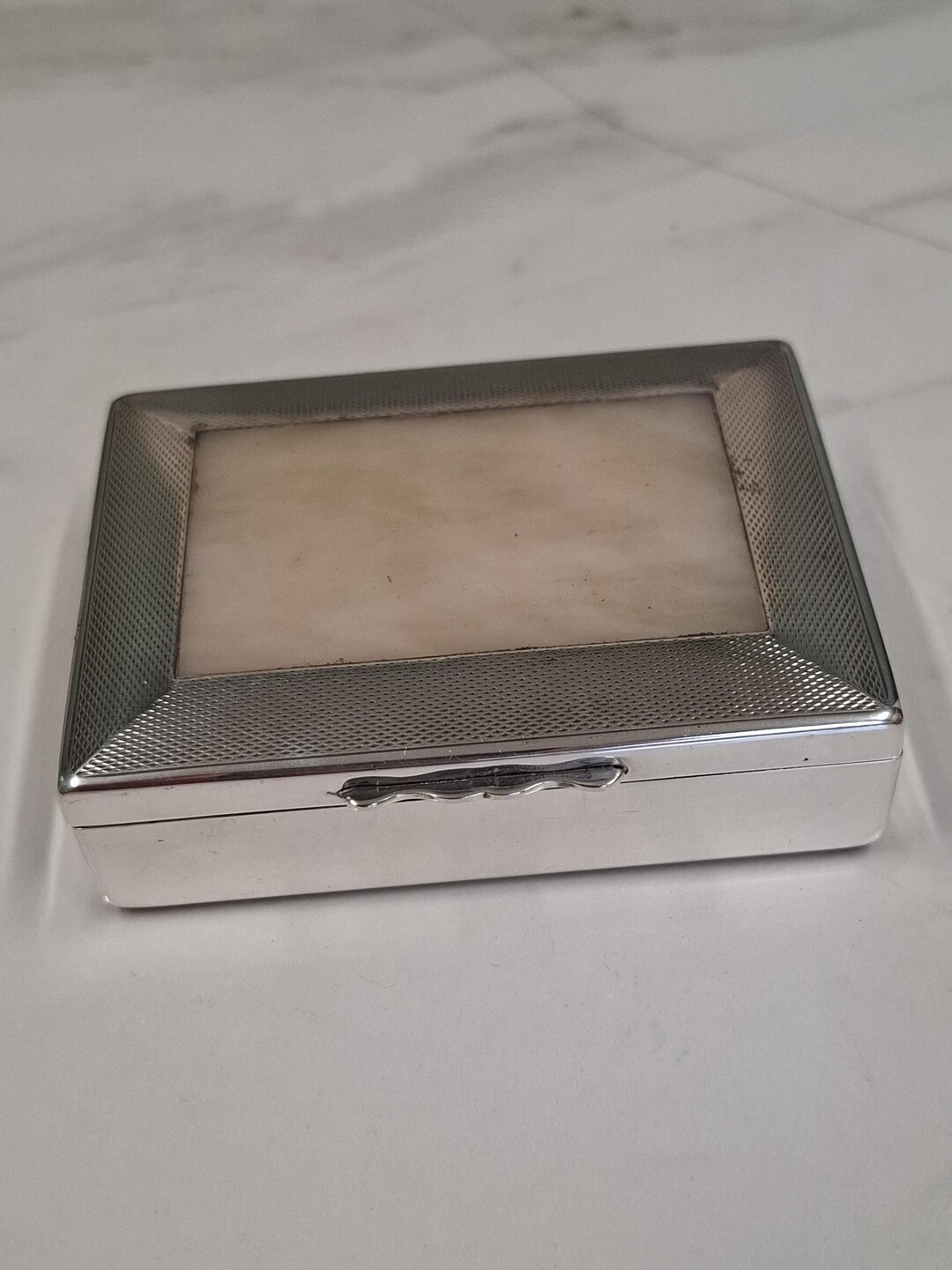 Vintage Tooled Silver Plate and Marble Plastic Cigarette Box - Etsy