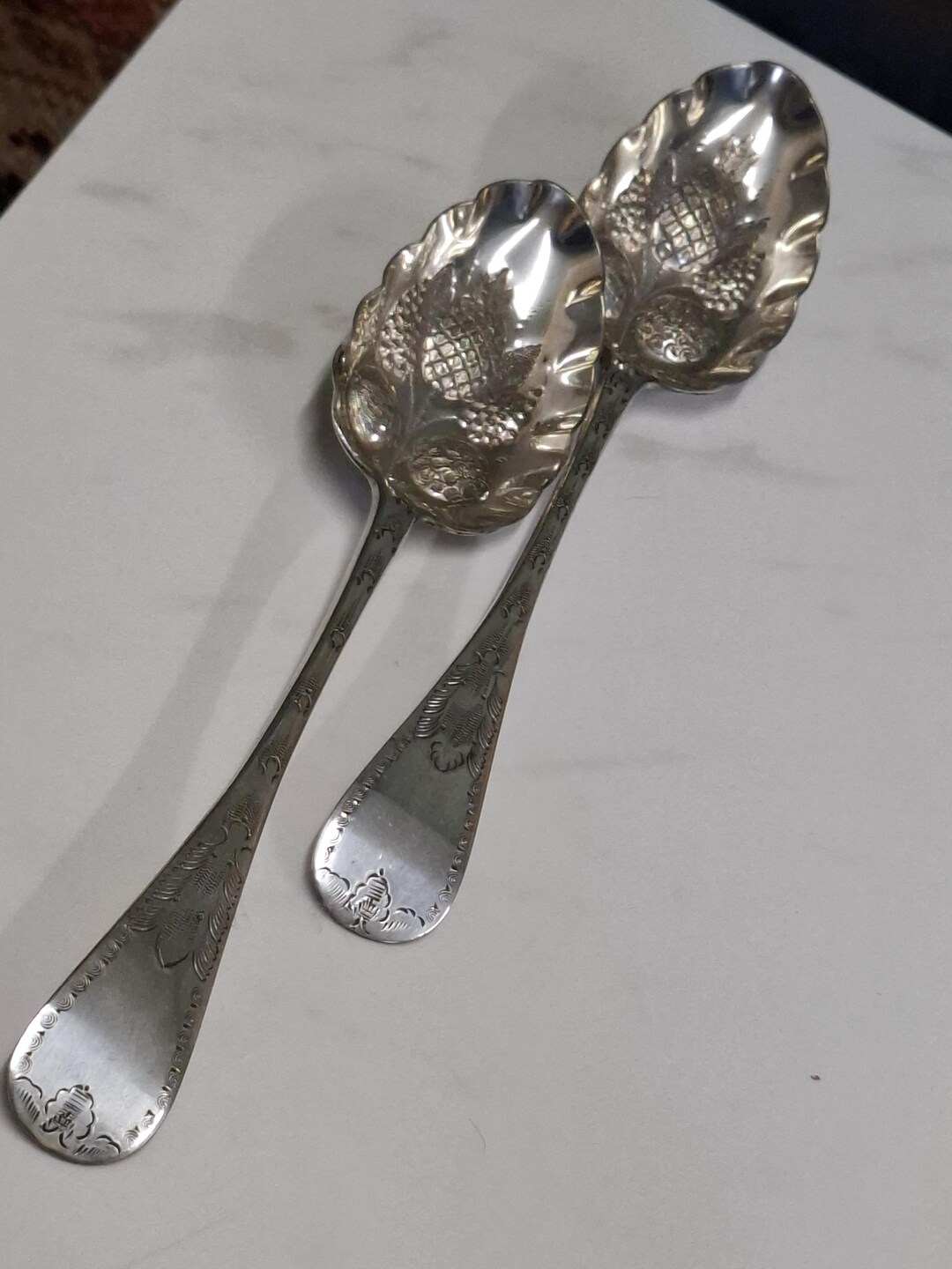 Antique Silver Plate Large Ornate Pair of Berry Serving Spoons - Etsy