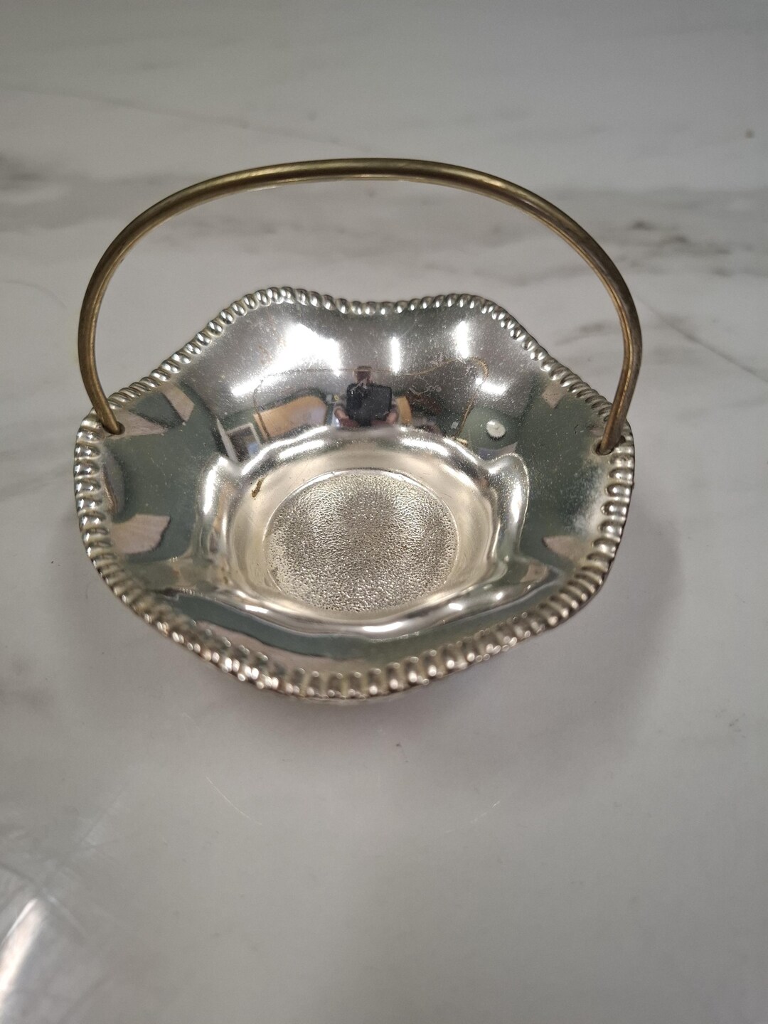 Vintage Small Silver Plate Brass Handle Bowl - Etsy