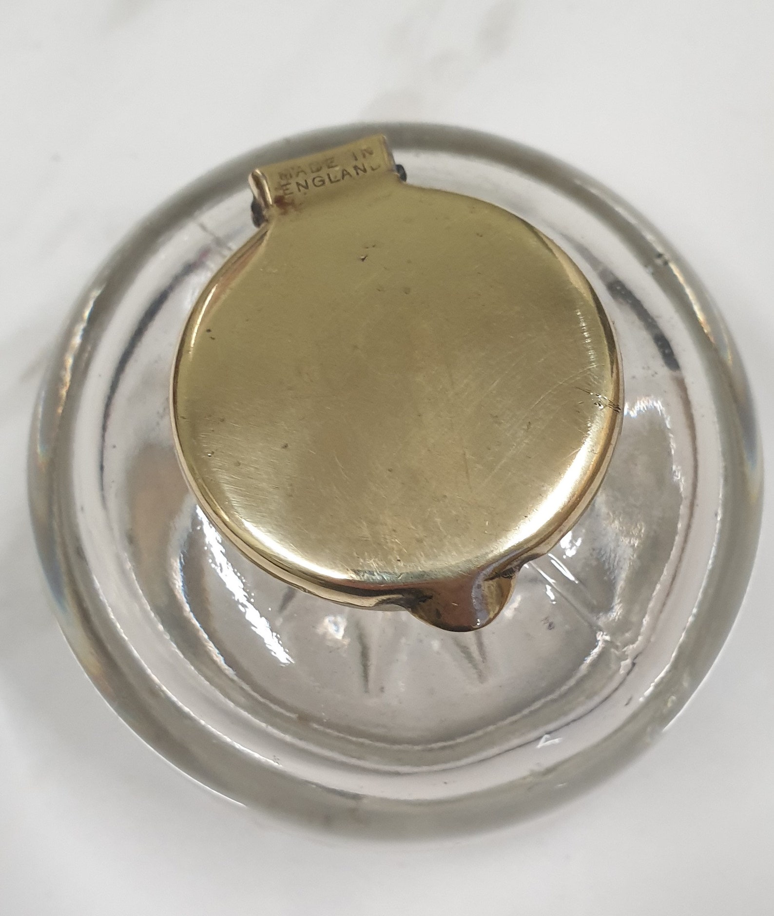Antique brass lid glass base inkwell - Etsy 日本
